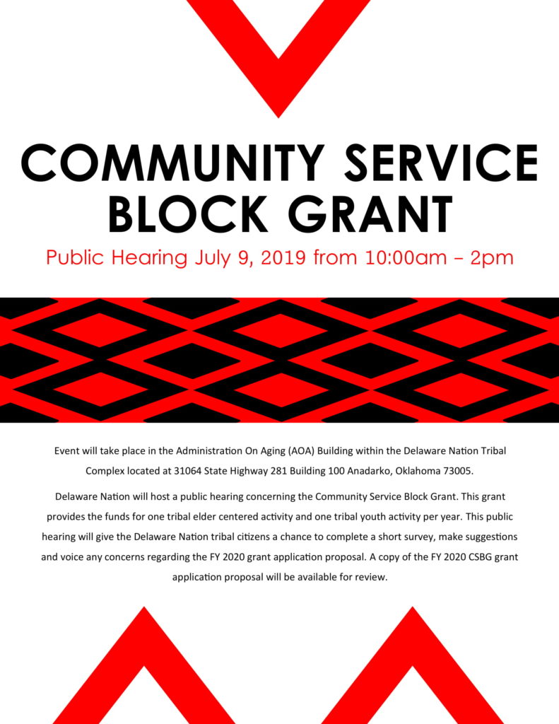 Community Service Block Grant Public Hearing | Delaware Nation