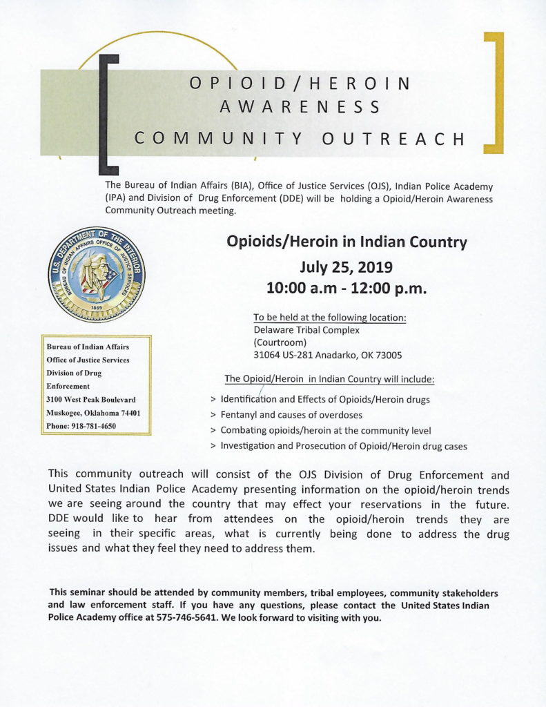 Opioid Community Awareness Flyer-Anadarko-1 | Delaware Nation