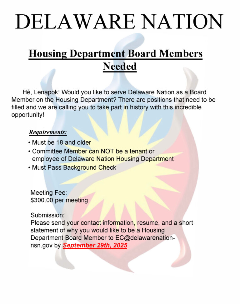 Board Member Seats Open | Delaware Nation